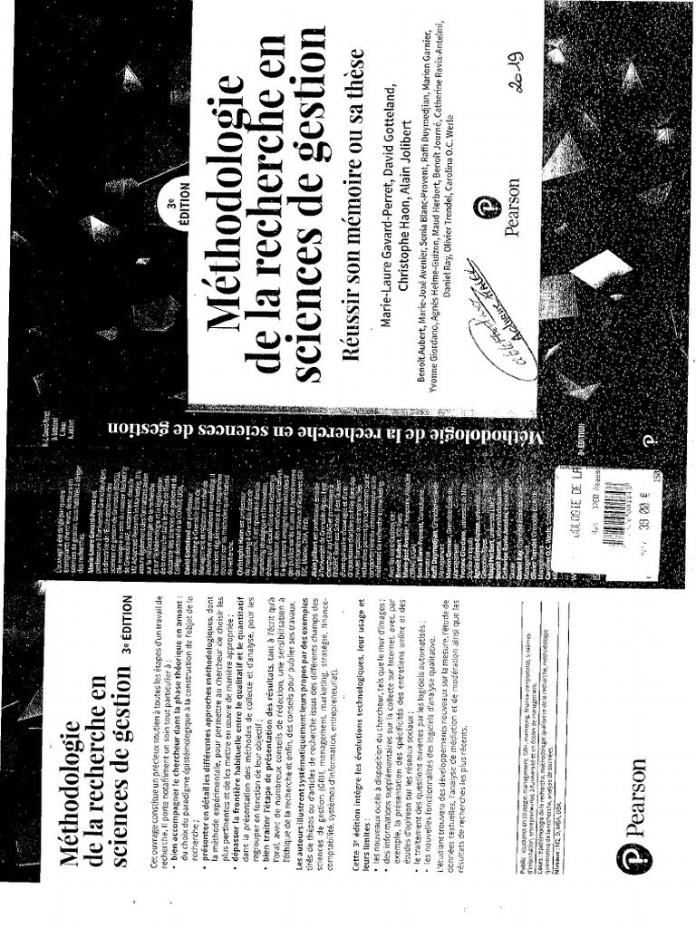 Méthodologie de La Recherche en Science de Gestion (Réussir Son Mémoire Ou Sa Thèse) | PDF