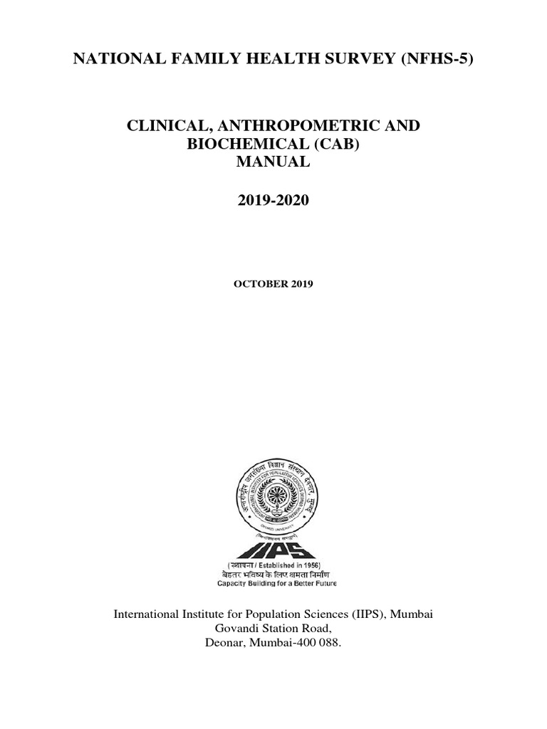 Nfhs 5 Cab Manual Eng Clinical Anthropometric Biomarkers Pdf Body