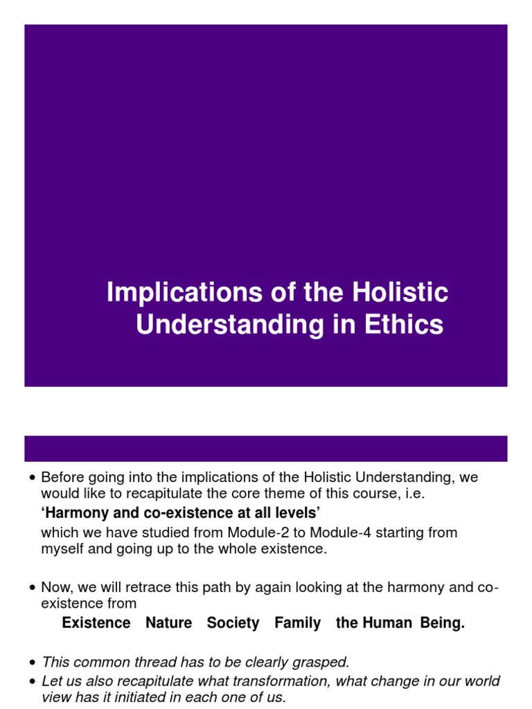 MODULE-05 Implications of The Holistic Understanding in Ethics | PDF