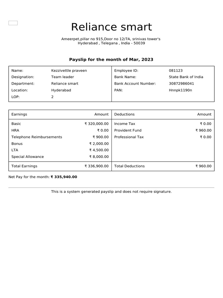 PaySlip 3 2023 | PDF