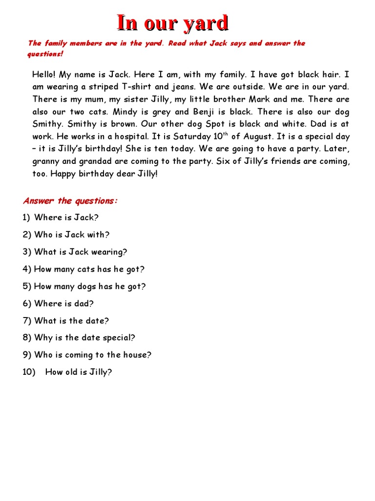 Jack's Family Yard Day: Q&A | PDF | Mystery, Thriller & Crime Fiction