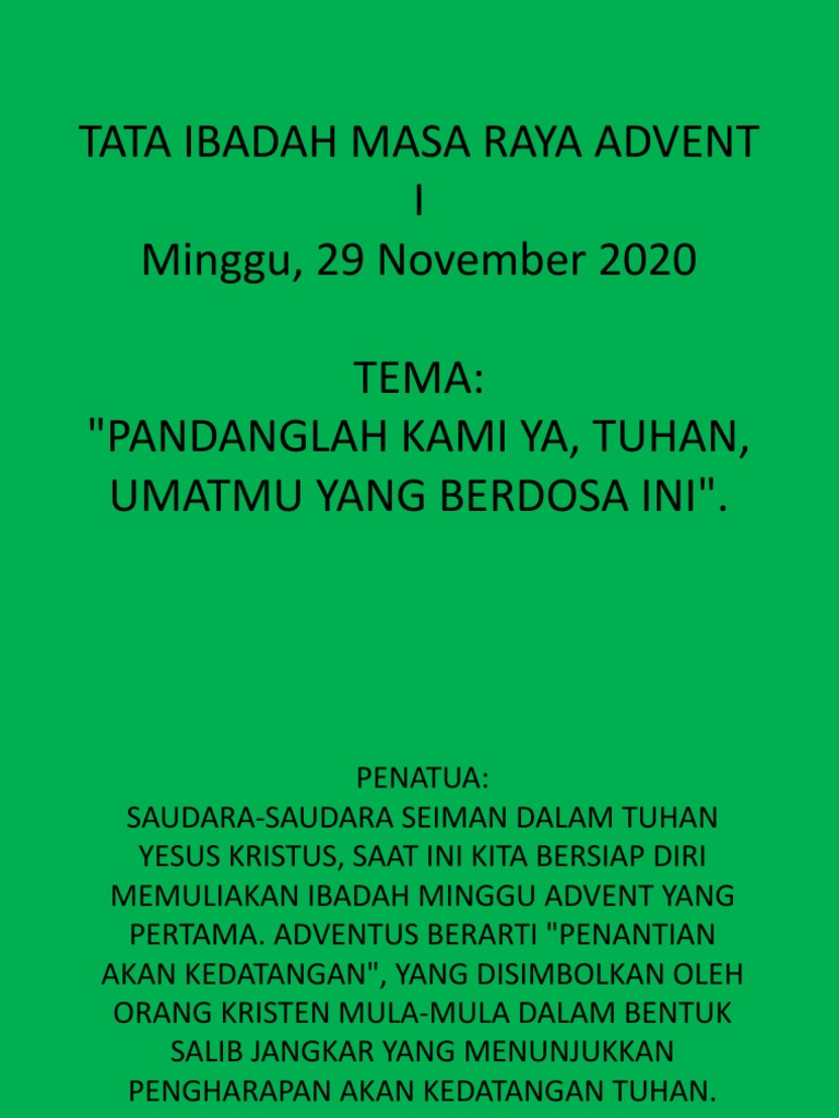 Tata Ibadah Masa Raya Advent I | PDF | Agama & Spiritualitas