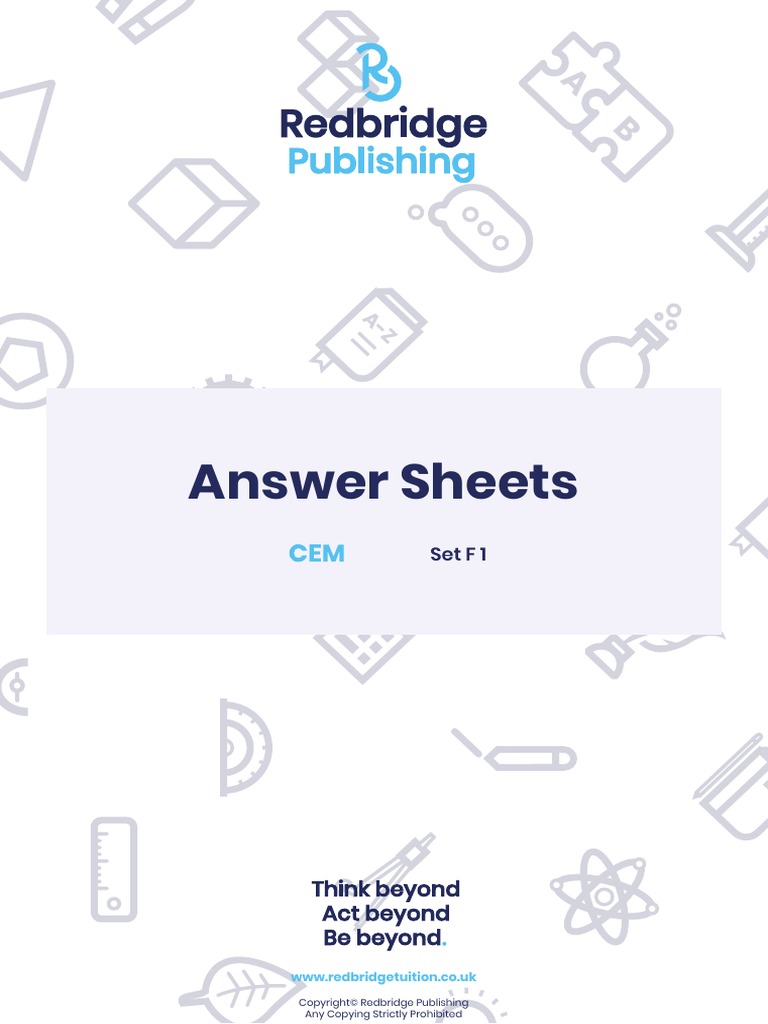 CEM Set F1 Answer Sheets | PDF | Standardized Tests | Tests