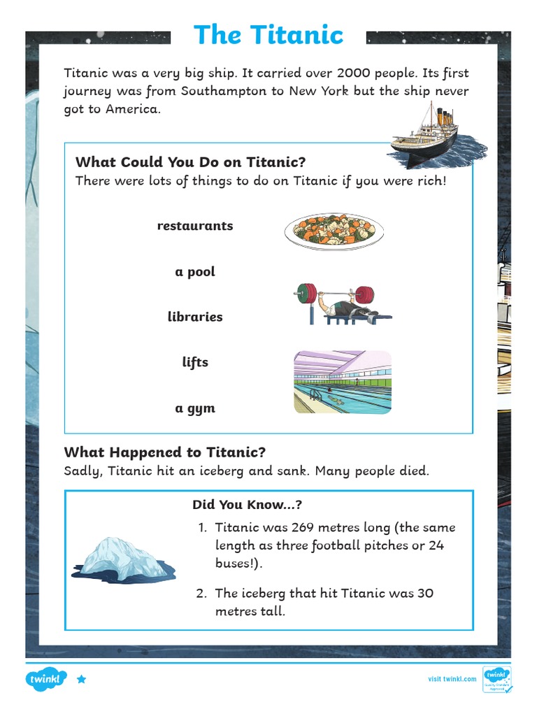 The Titanic Reading Comprehension | PDF | Passenger Ships | Ocean Liners