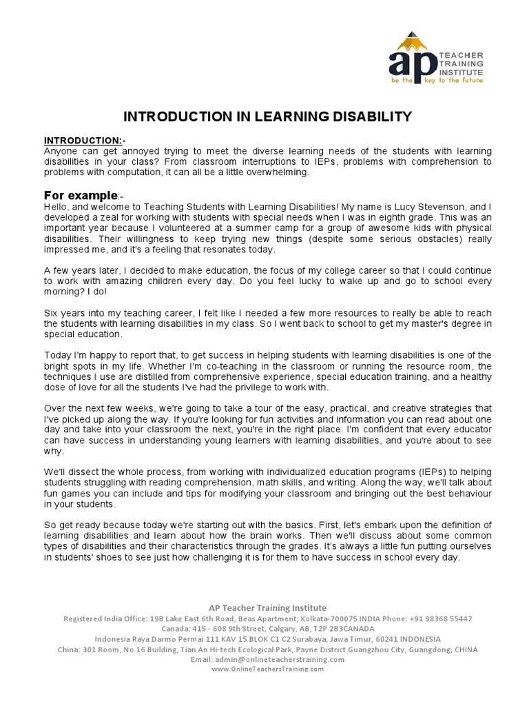 Phase1 LD | PDF | Learning Disability | Cakes
