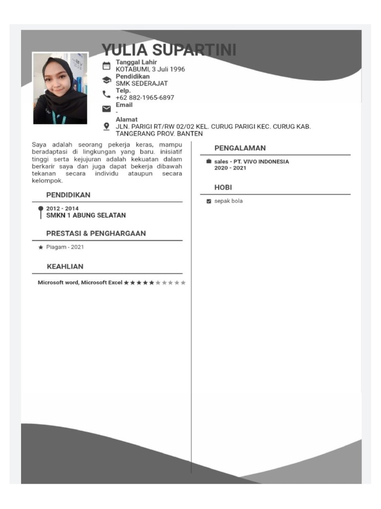 Lamaran Yulia Supartini. | PDF