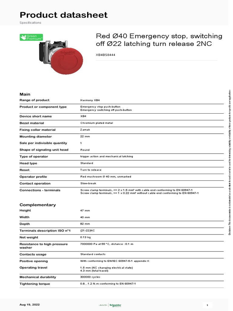 Harmony XB4 - XB4BS8444 | PDF | Screw | International Electrotechnical ...