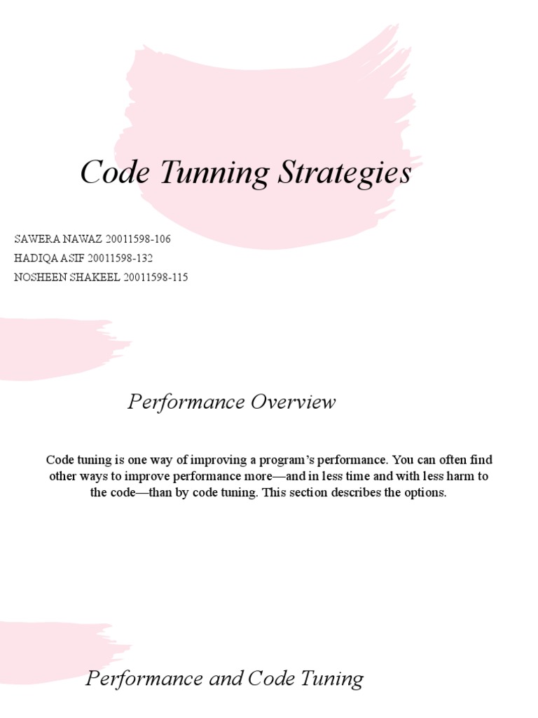 Code Tuning Strategies | PDF | Program Optimization | Pareto Efficiency