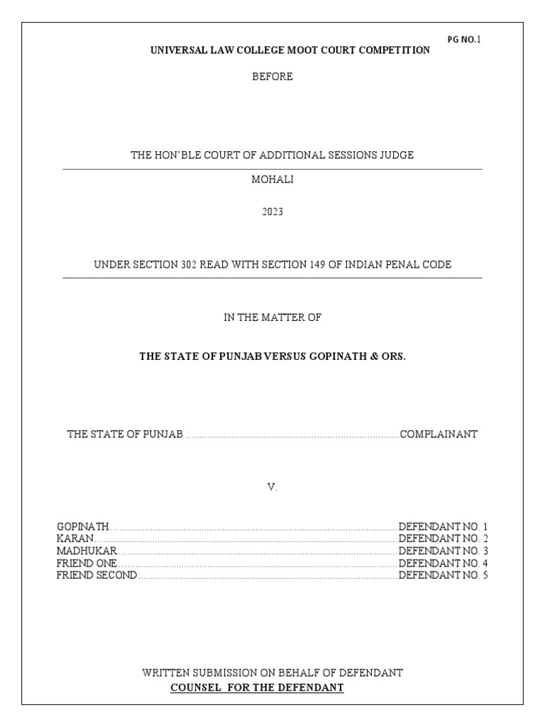 Criminal Case Memorial: State v. Gopinath | PDF | Assault | Kidnapping