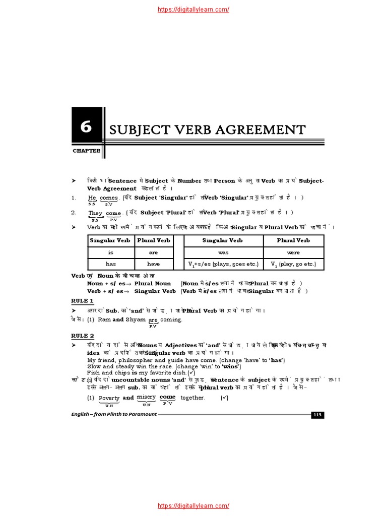 Subject-Verb Agreement Rules | PDF | Grammatical Number | Plural