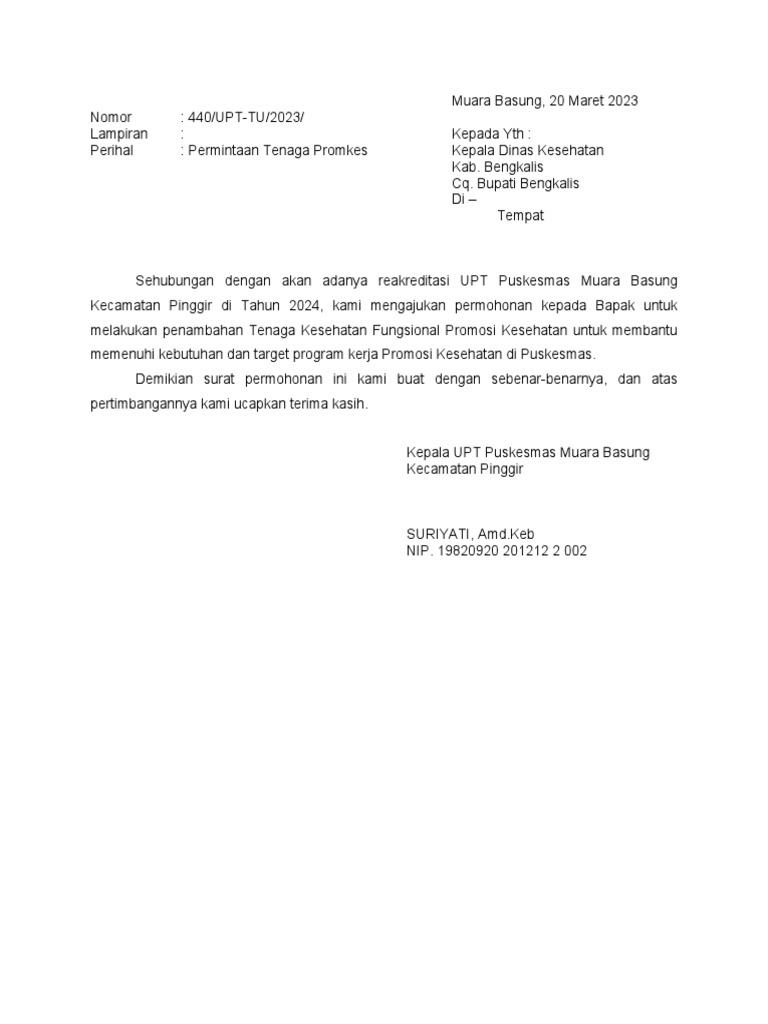 Surat Permohonan Tenaga | PDF