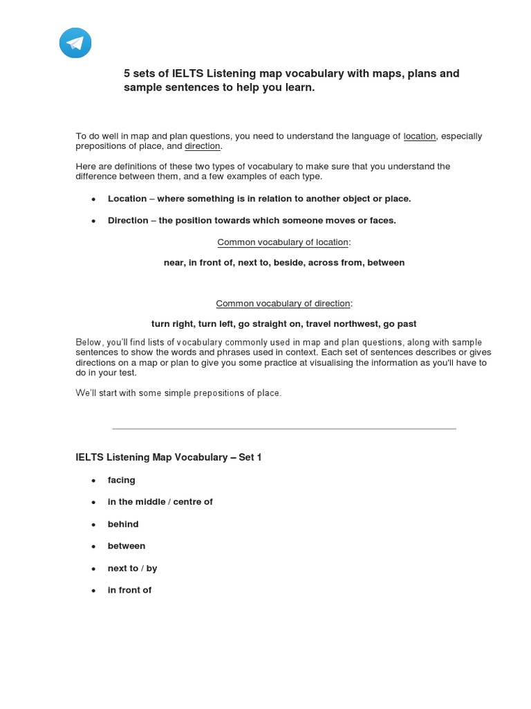 Listening Map | PDF | Vocabulary | Preposition And Postposition