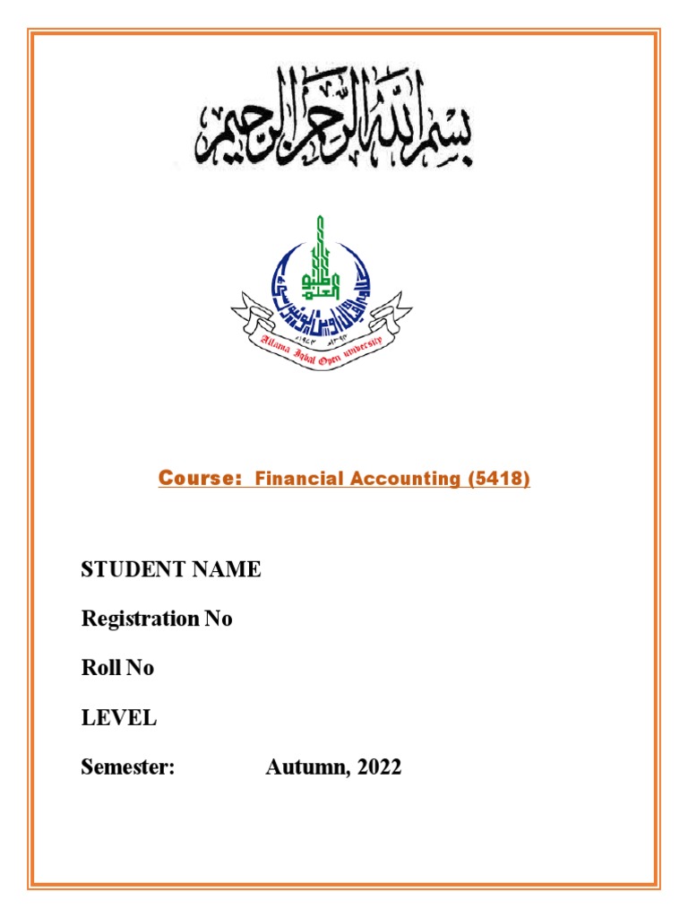 Student Name Registration No Roll No Level Semester: Autumn, 2022 | PDF | Debits And Credits | Money