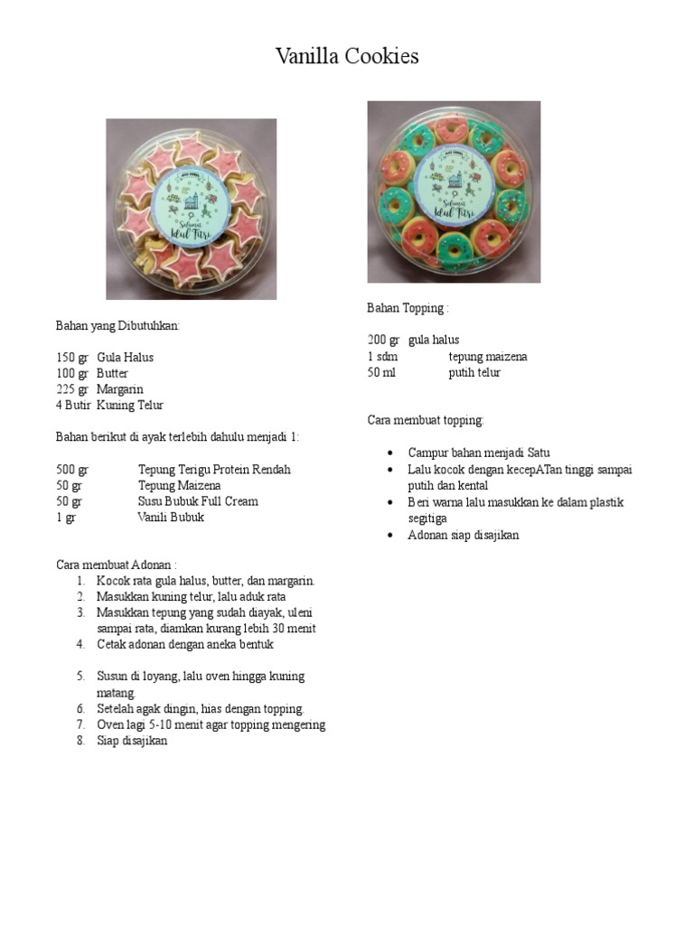 Resep Vanilla Cookies | PDF