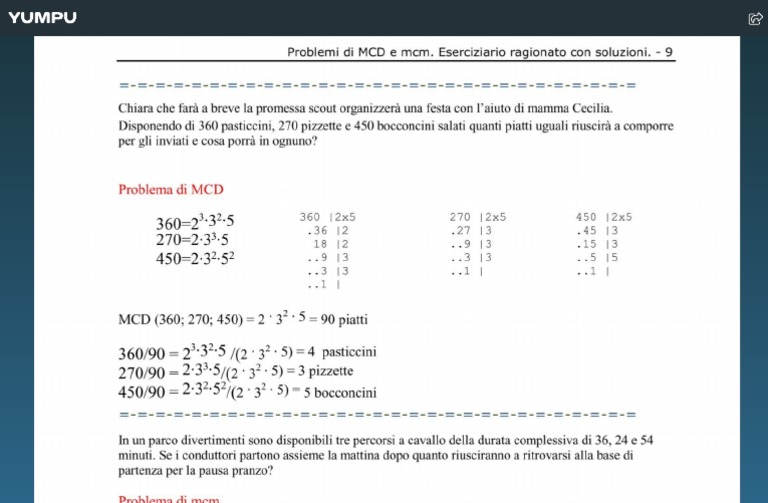 Problemi Risolti Con MCD e MCM - CTP | PDF