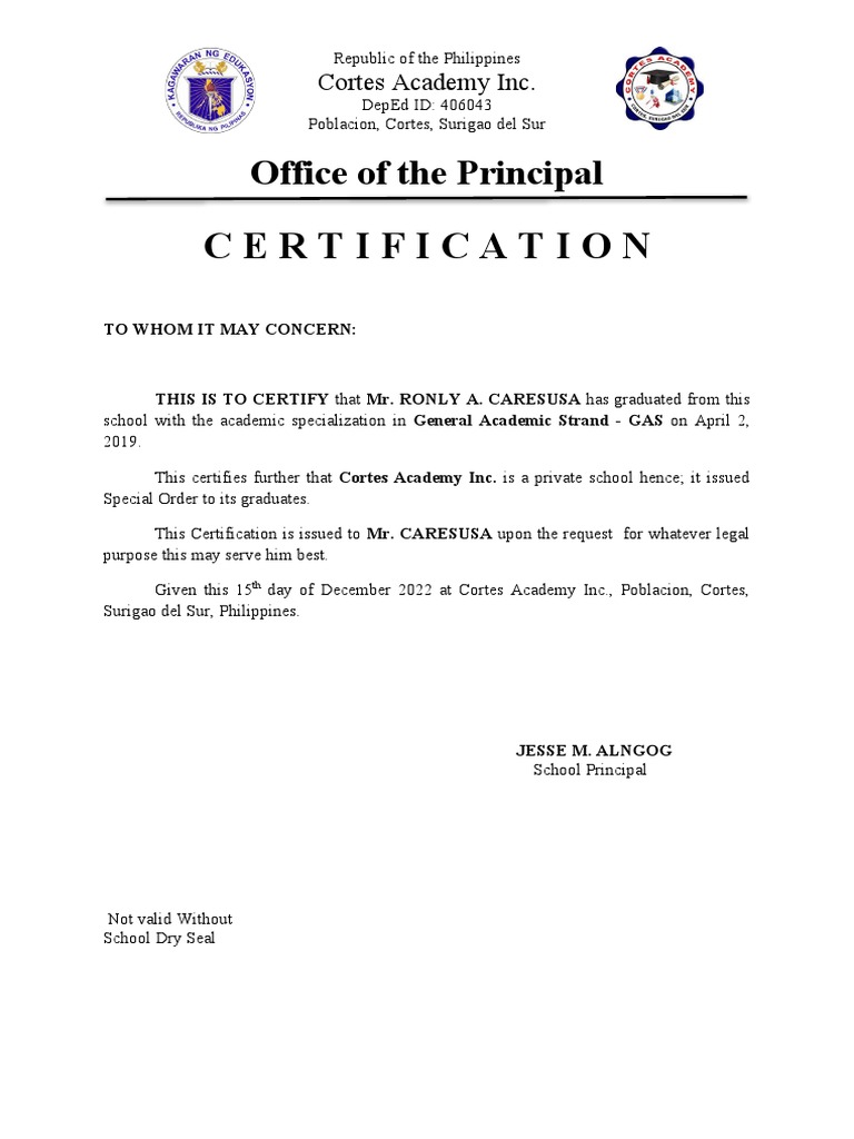 Student Certification | PDF