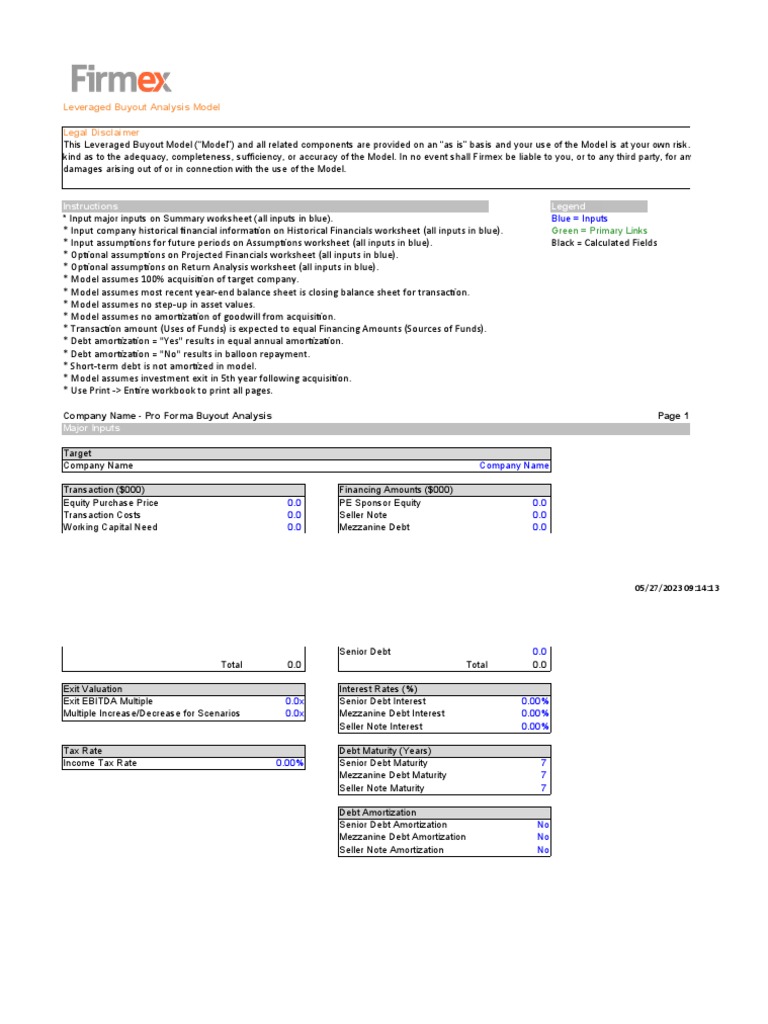 Leveraged Buyout Model Guide | PDF | Revenue | Net Income