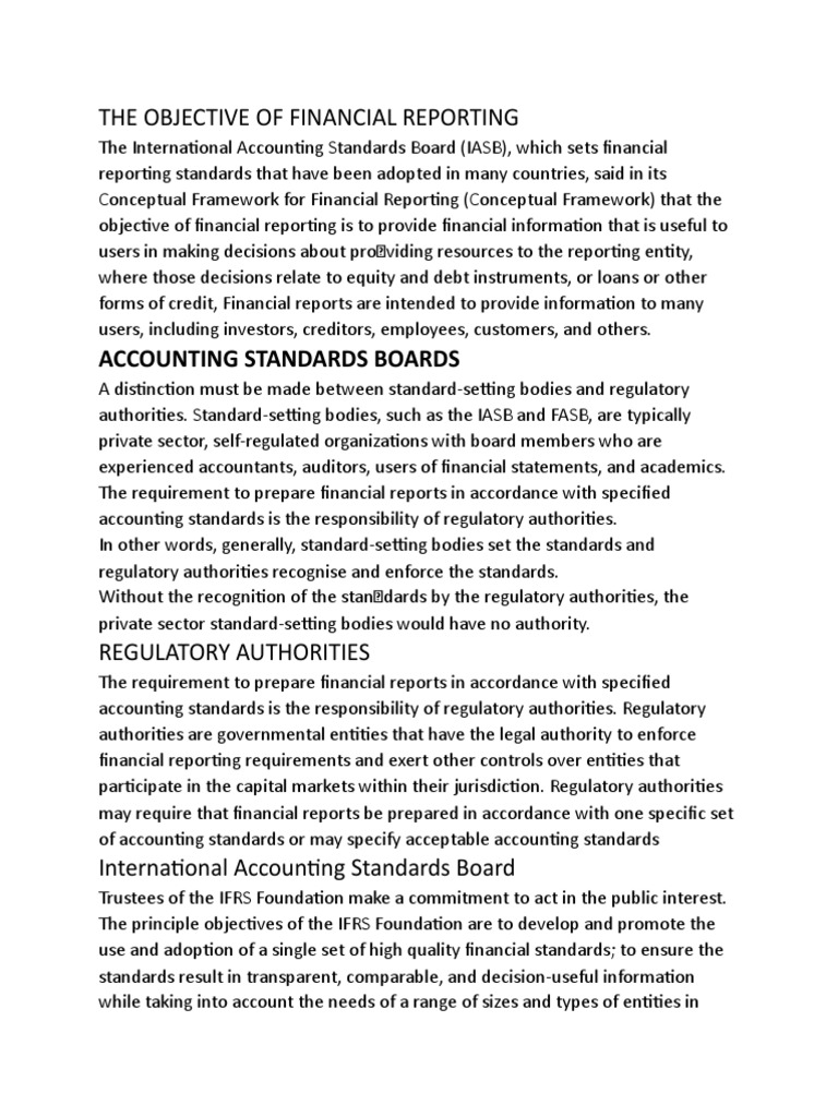 The Objective of Financial Reporting | PDF | International Financial ...
