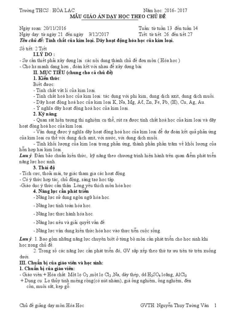 Chu de Tinh Chat Cua Kim Loai Va DHDHH | PDF