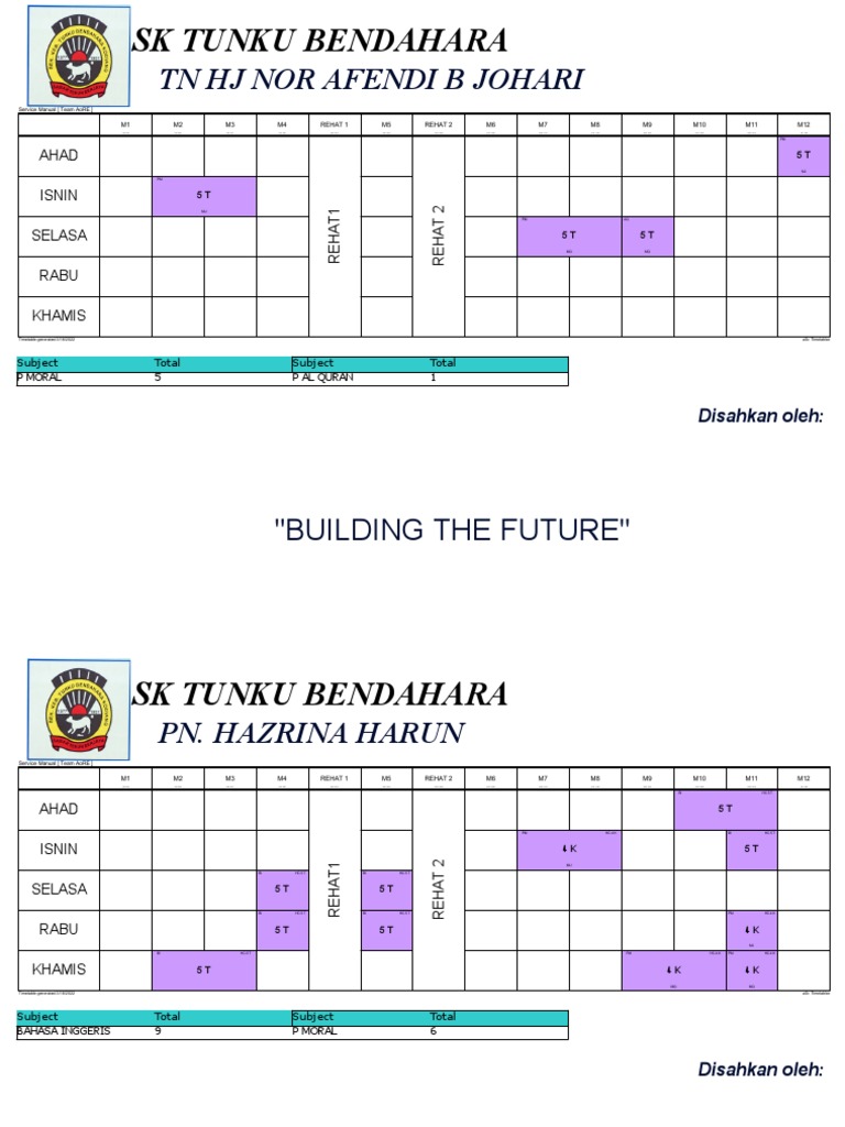 Jadual Guru PDF | PDF