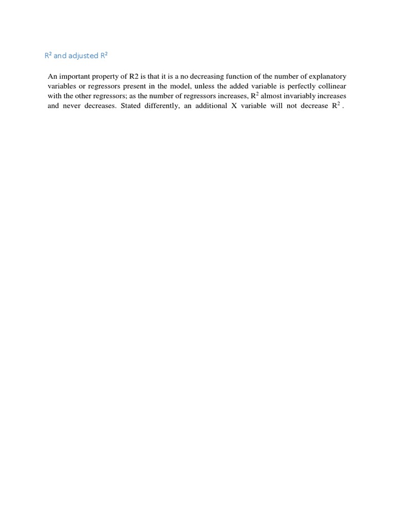 R2 and Adjusted R2 Noor | PDF | Coefficient Of Determination ...