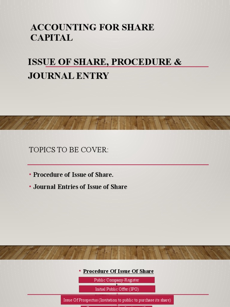 Accounting For Share Capital Issue of Shares Accounting Entries | PDF ...