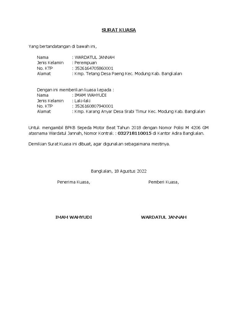 Surat Kuasa Adira | PDF