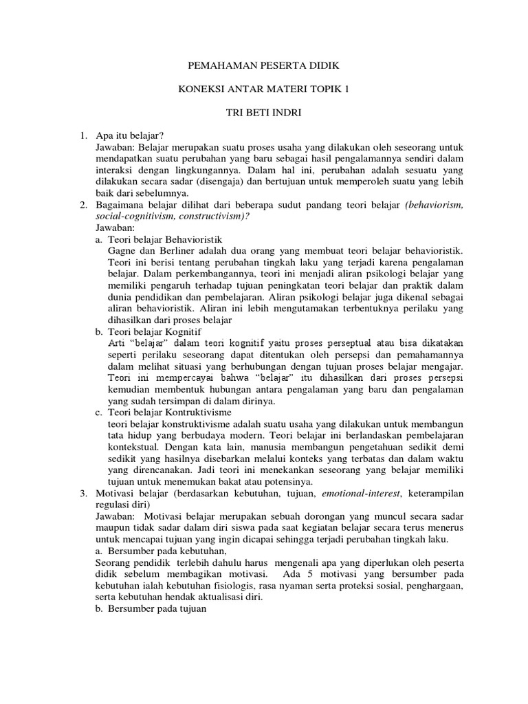 Teori Belajar dan Motivasi Peserta Didik | PDF