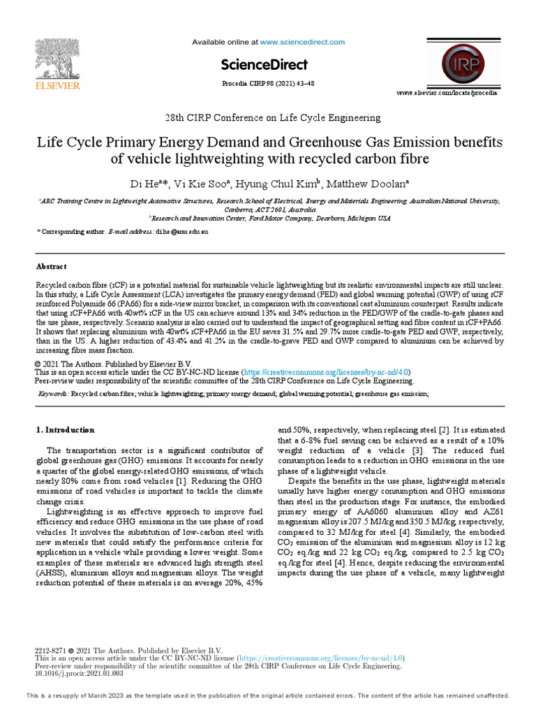 1 s2.0 S2212827121000263 Main | PDF | Life Cycle Assessment ...
