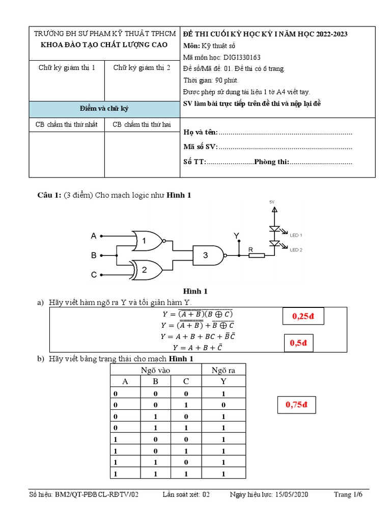 Đáp Án KTS HK1 2022-2023 22 - 12 | PDF