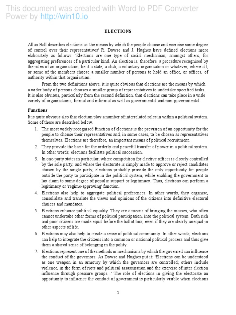 Elections and Political Parties | PDF | Elections | Political Parties