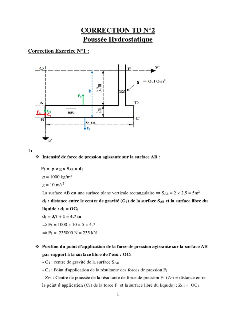 Correction TD2 Pousée Hydrostatique | PDF | Pression | Mécanique