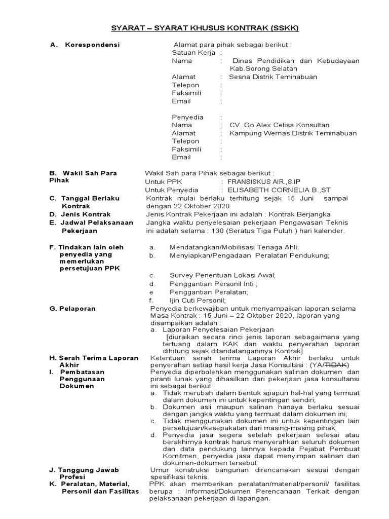 Syarat-Syarat Khusus & Umum Kontrak | PDF