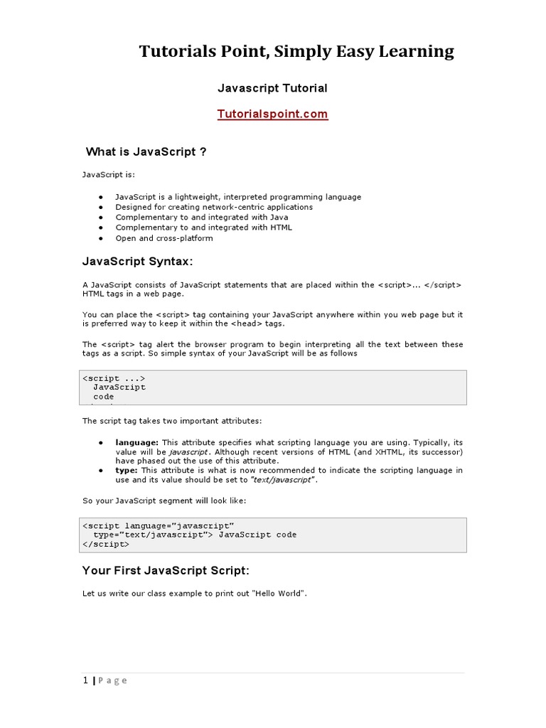 Javascript Tutorial Point | PDF | Control Flow | Java Script