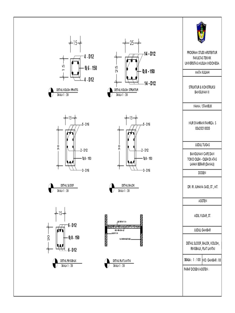 18 DETAIL SLOOF, KOLOM, RINGBALK, BALOK, PLAT LANTAI | PDF