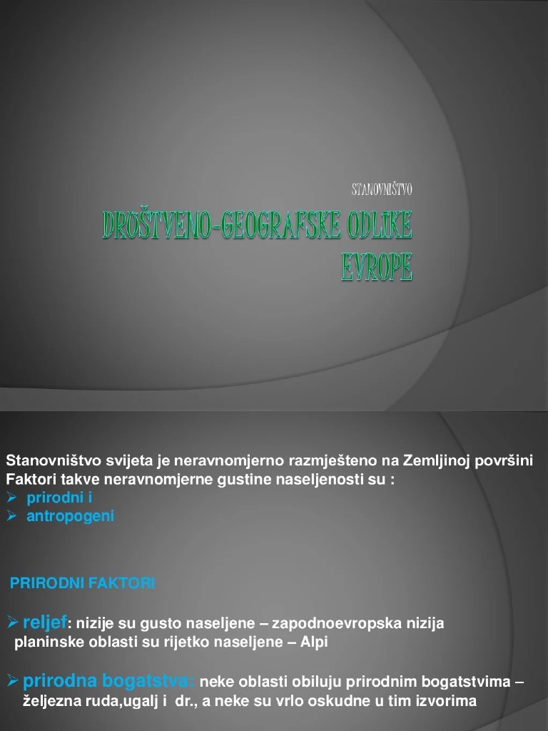 Društveno Geografske Odlike Evrope | PDF