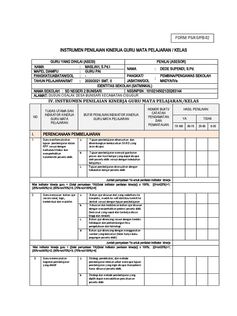 Instrumen PKG | PDF | Karier & Perkembangan