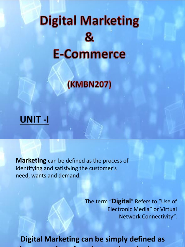 Digital Marketing E Commerce Unit I Pdf Social Science