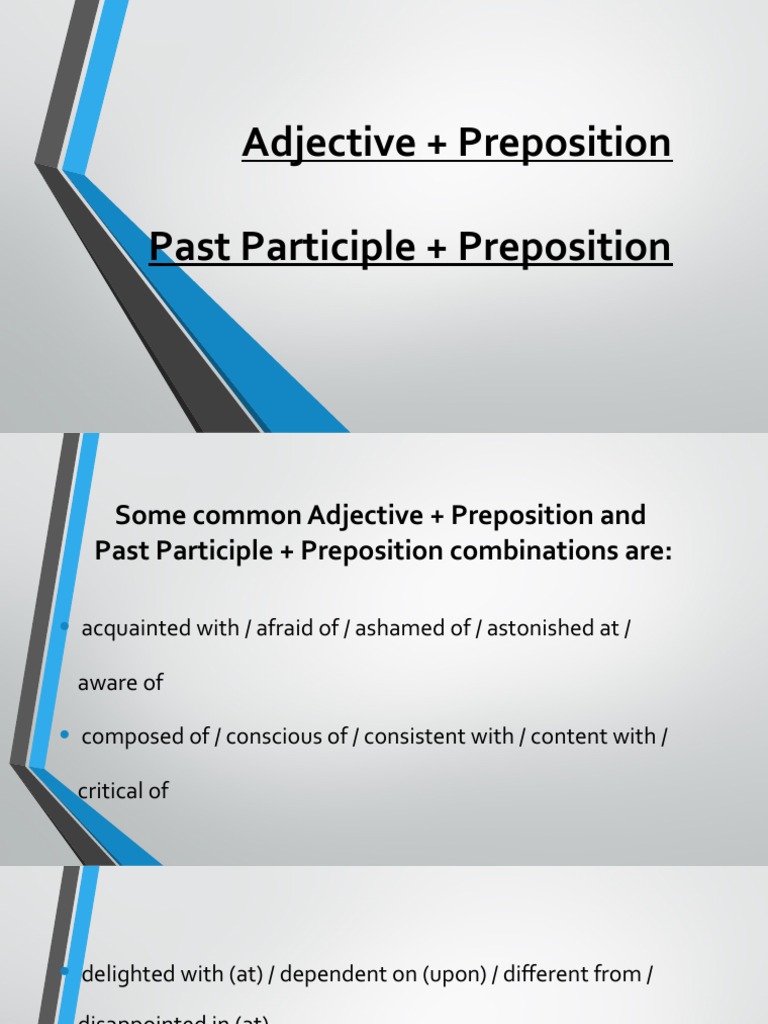 Adjective + Preposition Past Participle + Preposition | PDF