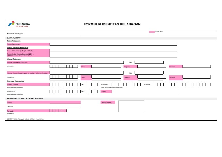 Formulir Identitas Pelanggan | PDF