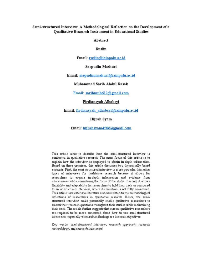 Semi Structured by RUSLIN 10 JUNI 2021 | PDF | Interview | Qualitative ...