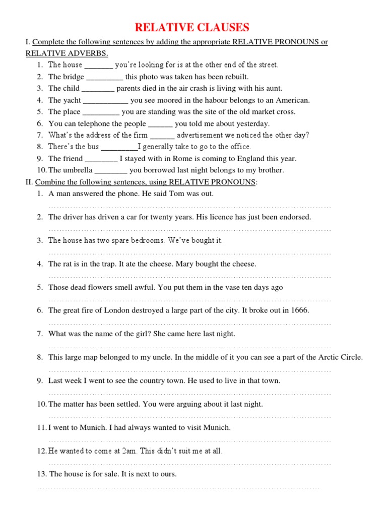 Relative Clauses-Exercises | PDF Relative Clauses-Exercises | PDF