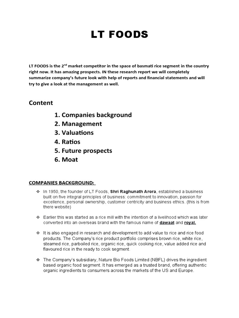 LT Foods | PDF | Rice | Brand