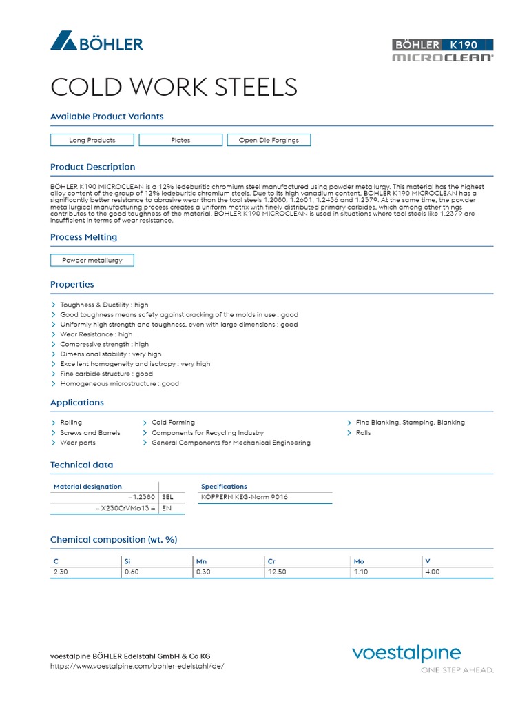Cold Work Steels: Available Product Variants | PDF | Steel | Applied ...