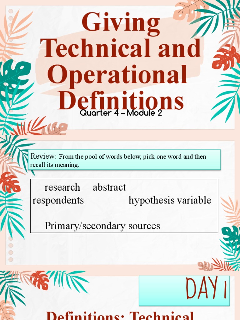 Technical and Operational Definitions in Research | PDF | Definition ...