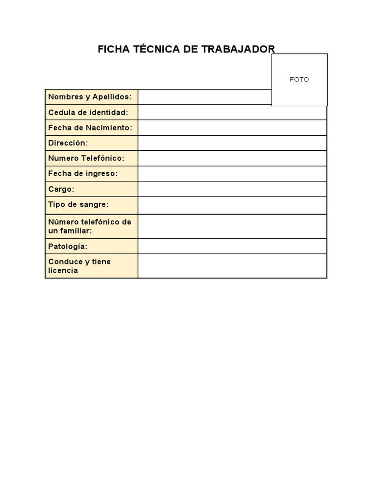 Ficha Tecnica de Trabajadores | PDF | Política