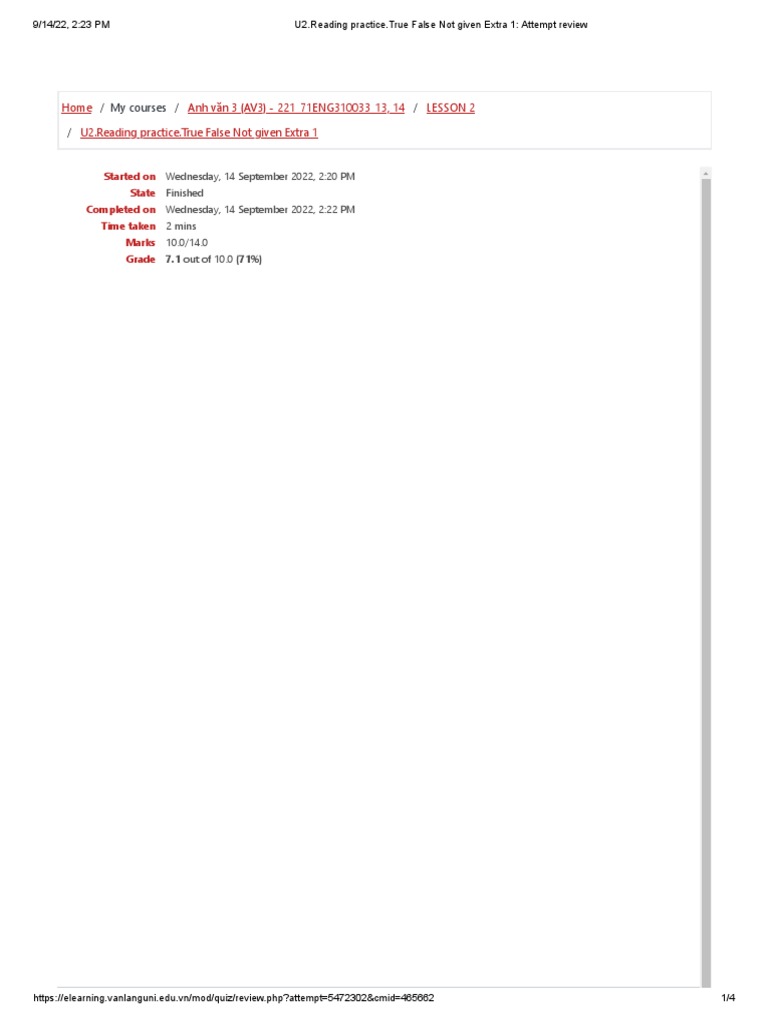 U2.Reading Practice - True False Not Given Extra 1 - Attempt Review | PDF | Credit Card | Cheque