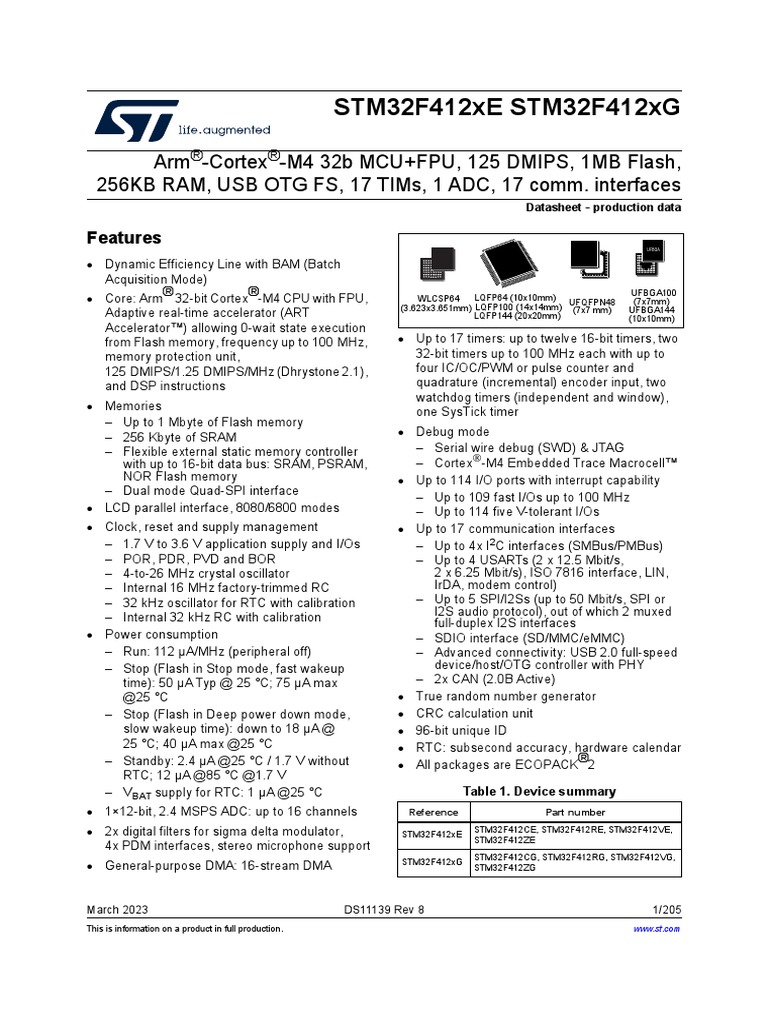 STM 32 F 412 Ce | PDF | Microcontroller | Electrical Engineering