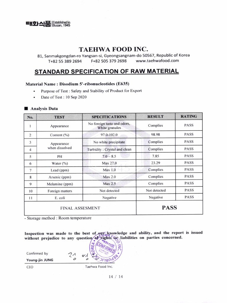 Spec Disodium 5-Ribonucleotides | PDF | Materials | Physical Sciences