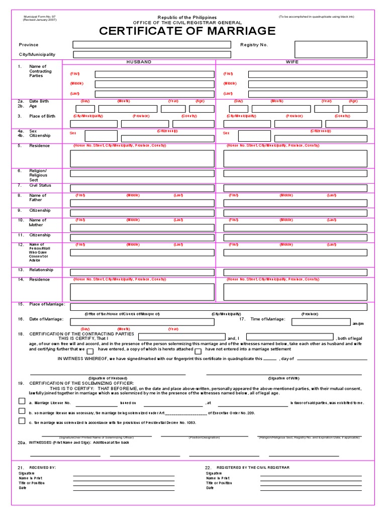 Form No 97 Marriage | Download Free PDF | Affidavit | Marriage